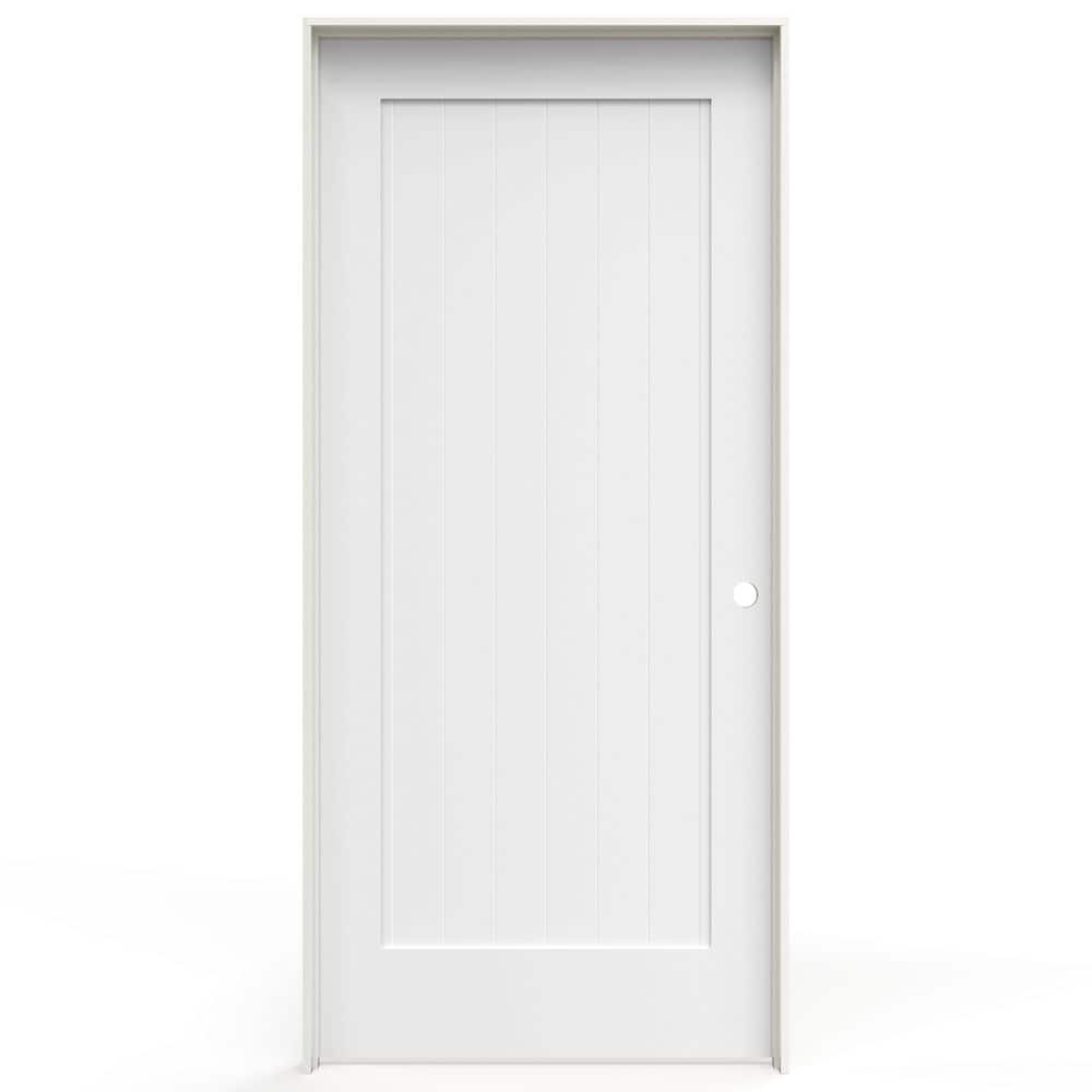 JELD-WEN 36 in. x 80 in. 1 Panel Left-Handed Solid Core White Painted ...