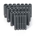 SUNEX TOOLS 1/2 in. Drive Metric Impact Socket Set (26-Piece) 2646 ...