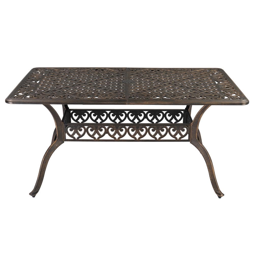 ITOPFOX 59 in. Rust Bronze Rectangular Cast Aluminum Outdoor Dining ...