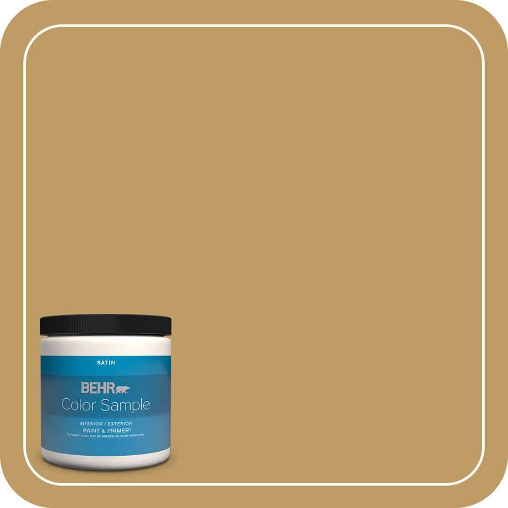 BEHR PREMIUM PLUS 8 oz. #340F-6 Mojave Gold Satin Enamel Interior ...