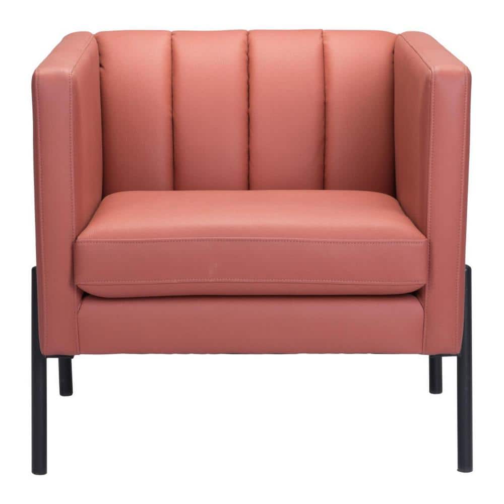 HomeRoots Rust Barrel Chair Set of 1 with Tufted Cushions 2000394998 ...