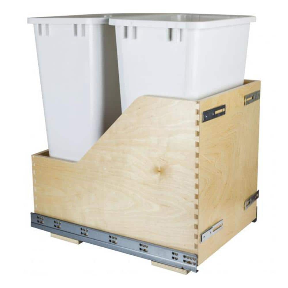 hardware resources 15 in. W Birch Double 50 qt. White Waste Container ...