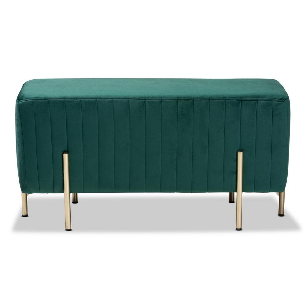 Baxton Studio Helaine Green Bench (17.7 in. H x 35.4 in. W x 15.7 in. D ...