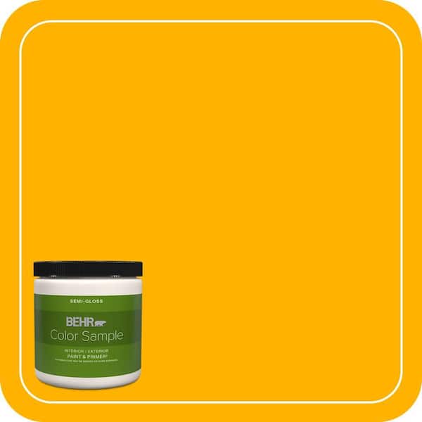 BEHR PREMIUM PLUS 8 oz. #310B-7 Saffron Thread Semi-Gloss Interior ...