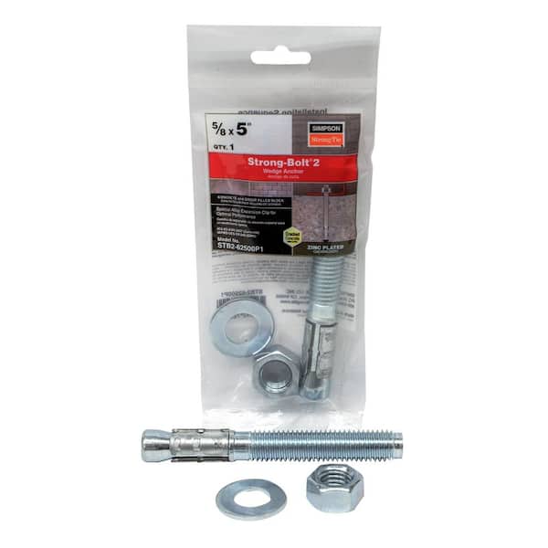 Simpson Strong-Tie Strong-Bolt 5/8 in. x 5 in. Zinc-Plated Wedge Anchor ...