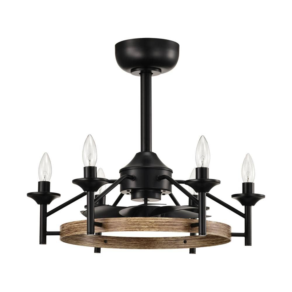 Reviews for Maxax Heritage 21 in. 6-Light Indoor Black/Wood Industrial ...
