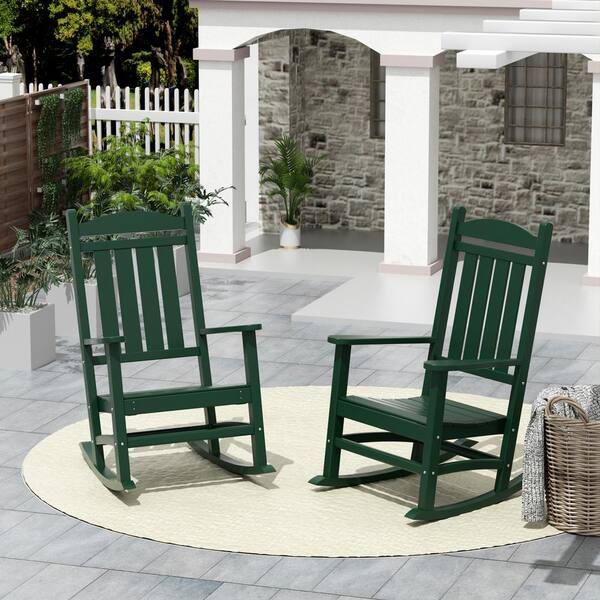Westin Outdoor Kenly Dark Green Classic Plastic Outdoor Rocking Chair ...