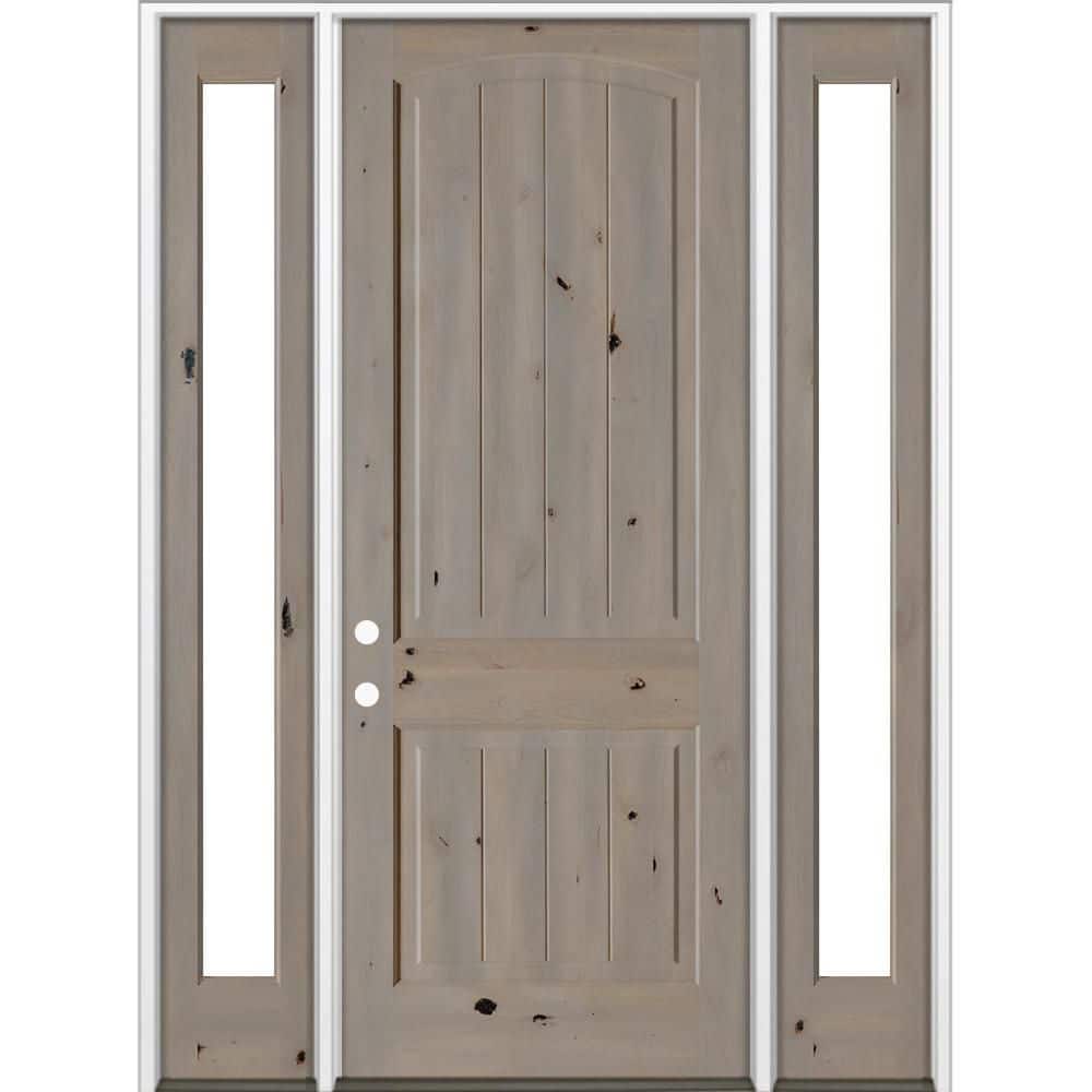 Krosswood Doors 58 in. x 96 in. Knotty Alder Arch Right-Hand/Inswing ...