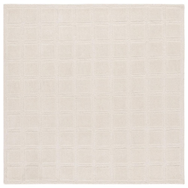 SAFAVIEH Mykonos 6 ft. x 6 ft. Ivory Solid Tile Square Area Rug MKN301A ...