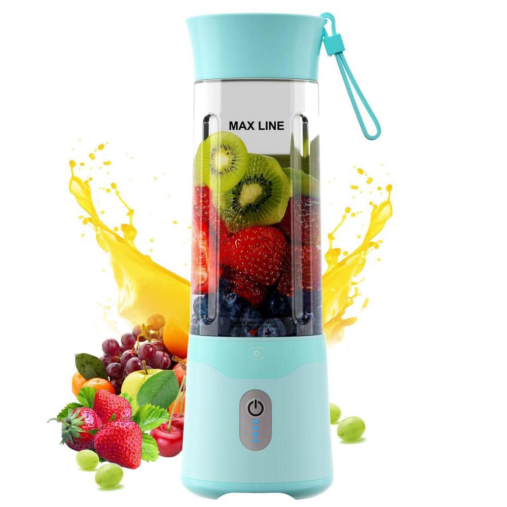 Anqtovp 18 oz. Single Speed Green Portable Blender with 6 Blades, Extra ...