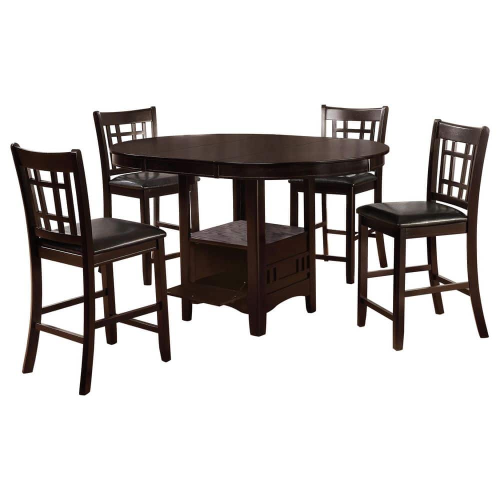 Coaster Lavon 5-Piece Oval Espresso Wood Top Counter Height Dining Room ...