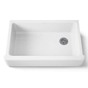 KOHLER Whitehaven 33 in. Farmhouse/Apron-Front Single Bowl White Cast ...