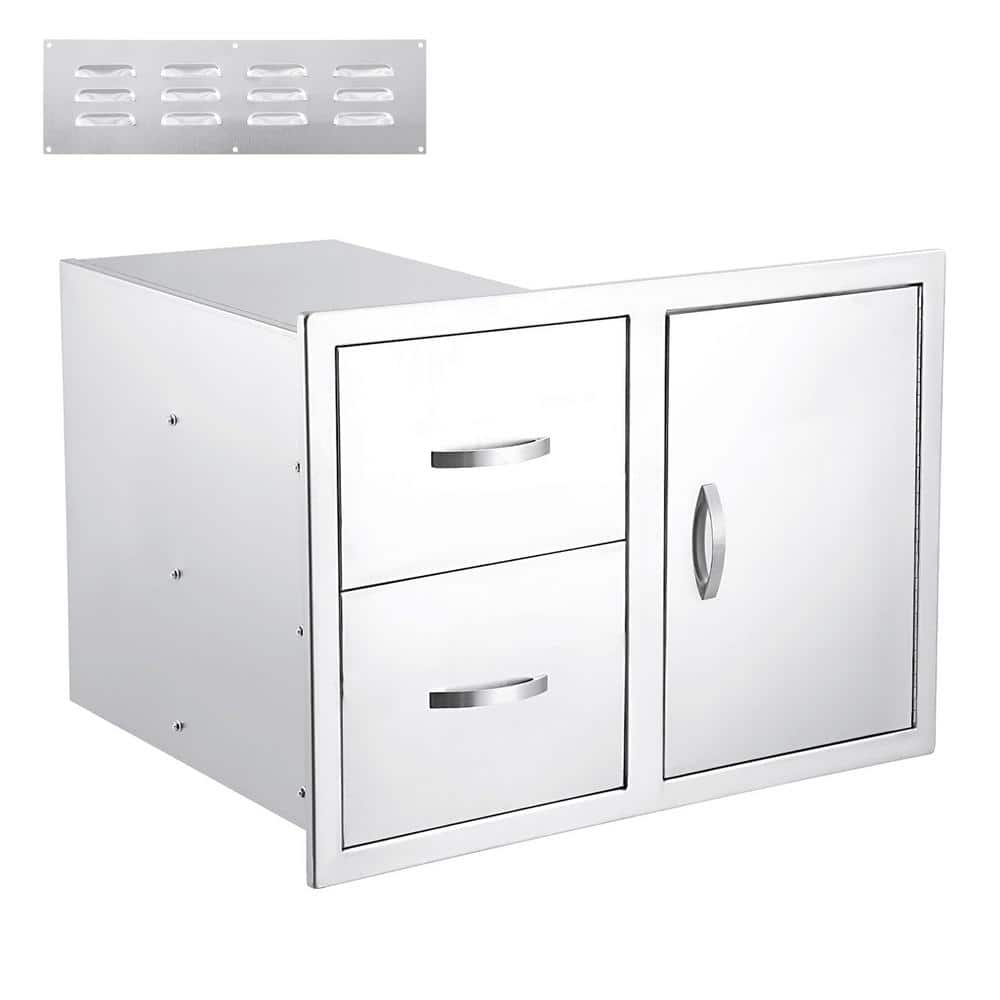 Garvee 33 in. W x 22 in. D x 22 in. H Stainless Steel 2 Drawer Access ...