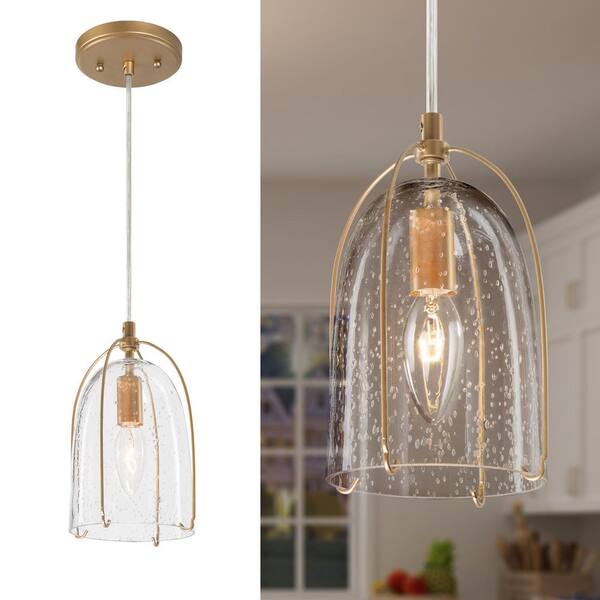 Uolfin Moder Gold Kitchen Island Hanging Light, 1-Light Bell Dining ...