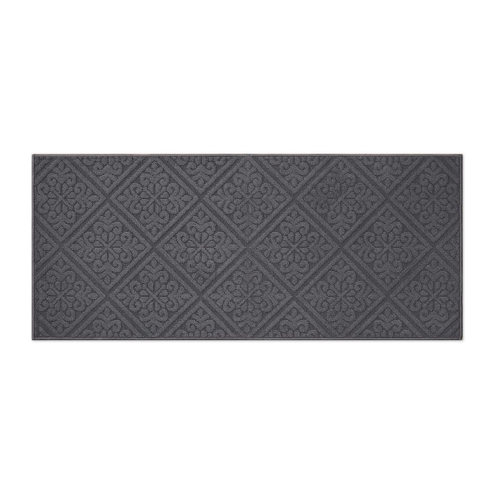 Laura Ashley Austell Solid Dark Gray 2 ft. x 5 ft. Geometric Runner Rug ...