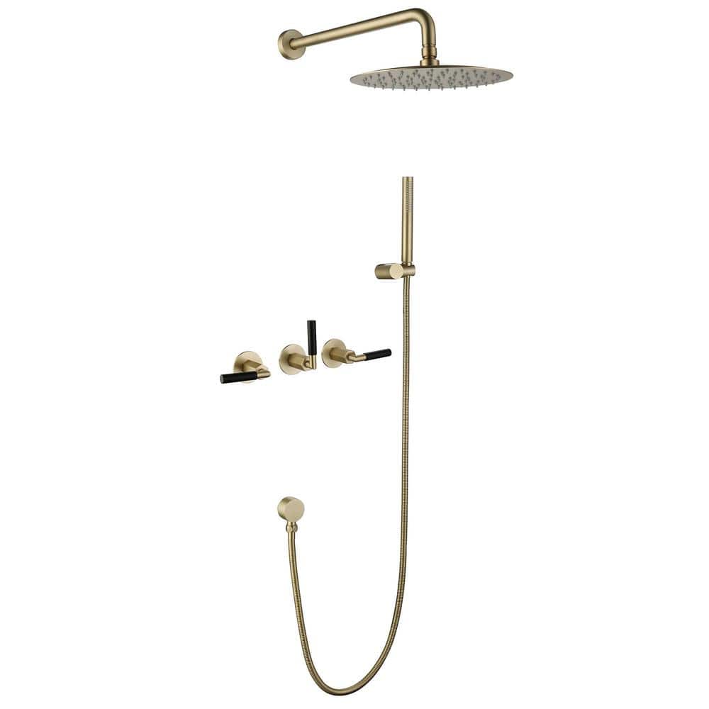 FLG Triple Handle 1-Spray Shower Faucet 1.8 GPM with Ceramic Disc ...