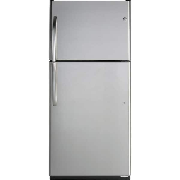 GE 29.5 in. W 18 cu. ft. Top Freezer Refrigerator in Stainless Steel
