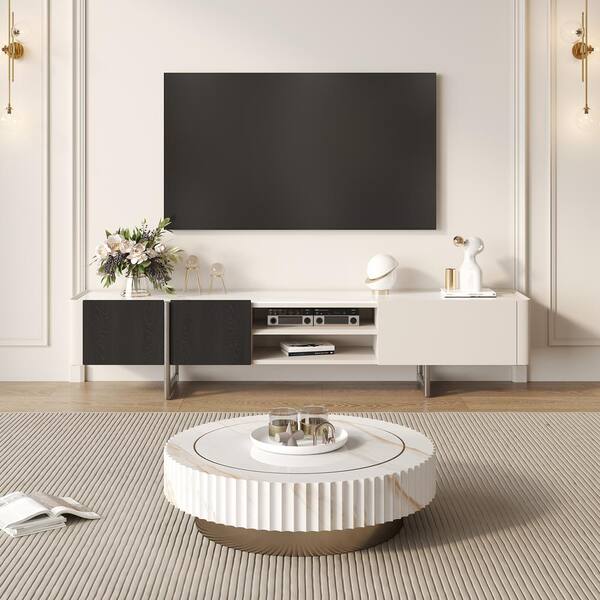 JASIWAY Beige TV Stand Fits TVs up to 70 to 80 in. JATS002-WB - The ...