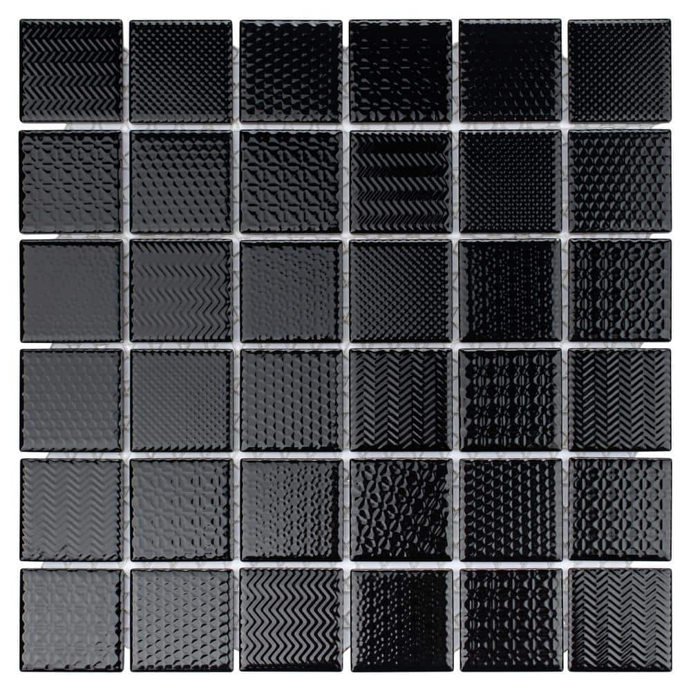 Merola Tile Celadon Graphite 11-5/8 in. x 11-5/8 in. Porcelain Mosaic ...