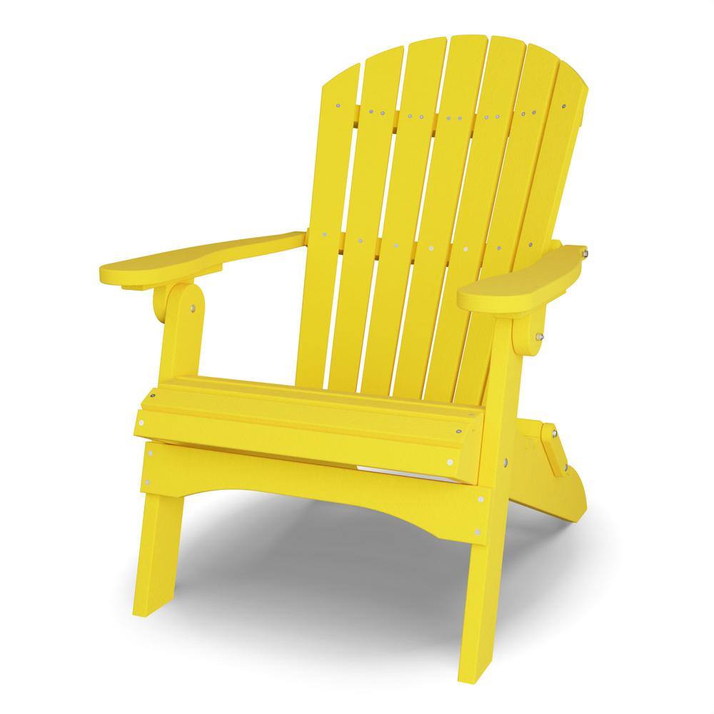 WILDRIDGE Heritage Lemon Yellow Plastic Outdoor Folding Adirondack ...