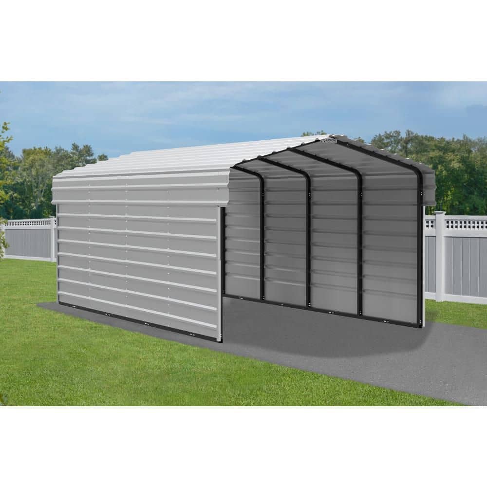 Arrow 10 ft. W x 20 ft. D x 7 ft. H Eggshell Galvanized Steel Carport ...