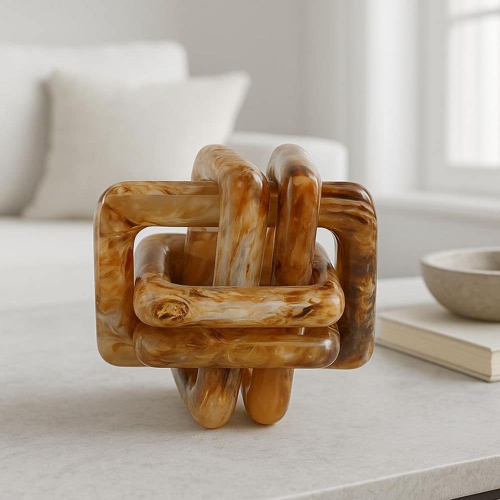 Liv & Skye Tan 6 in. Marble Resin Knot Sculpture 21565-01 - The Home Depot