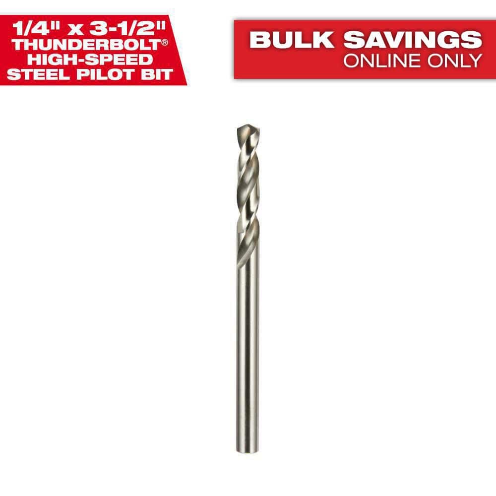 Milwaukee 1/4 in. x 3-1/2 in. Pilot Drill Bit For Hole Saw Arbor 49-56 ...