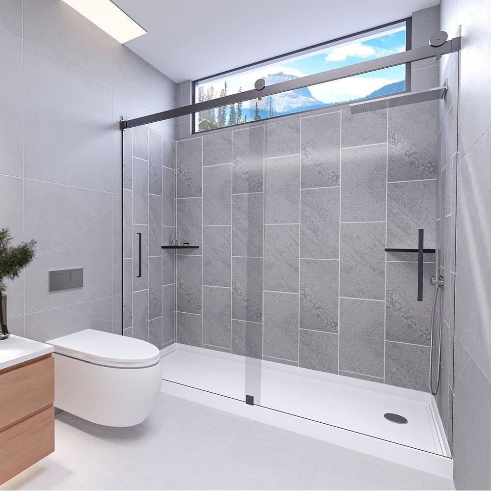 NuVo Slate Grey-Tetherow 60 in. x 32 in. x 83 in. Base/Wall/Door ...