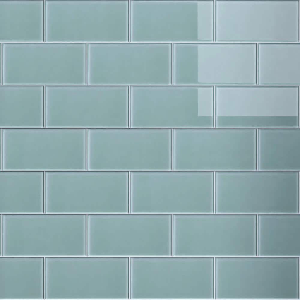 Light Gray Glass Subway Tile
