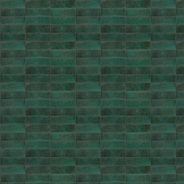 Jeffrey Court Rhythm Green 2.5 in. x 8 in. Glossy Ceramic Rectangular ...