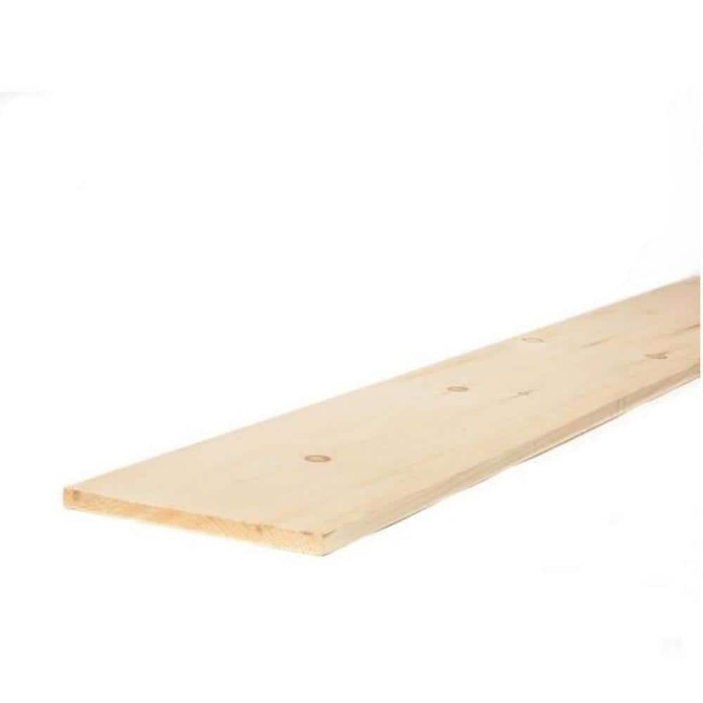 1 in. x 12 in. x 8 ft. Premium Kiln-Dried Square Edge Whitewood Common ...
