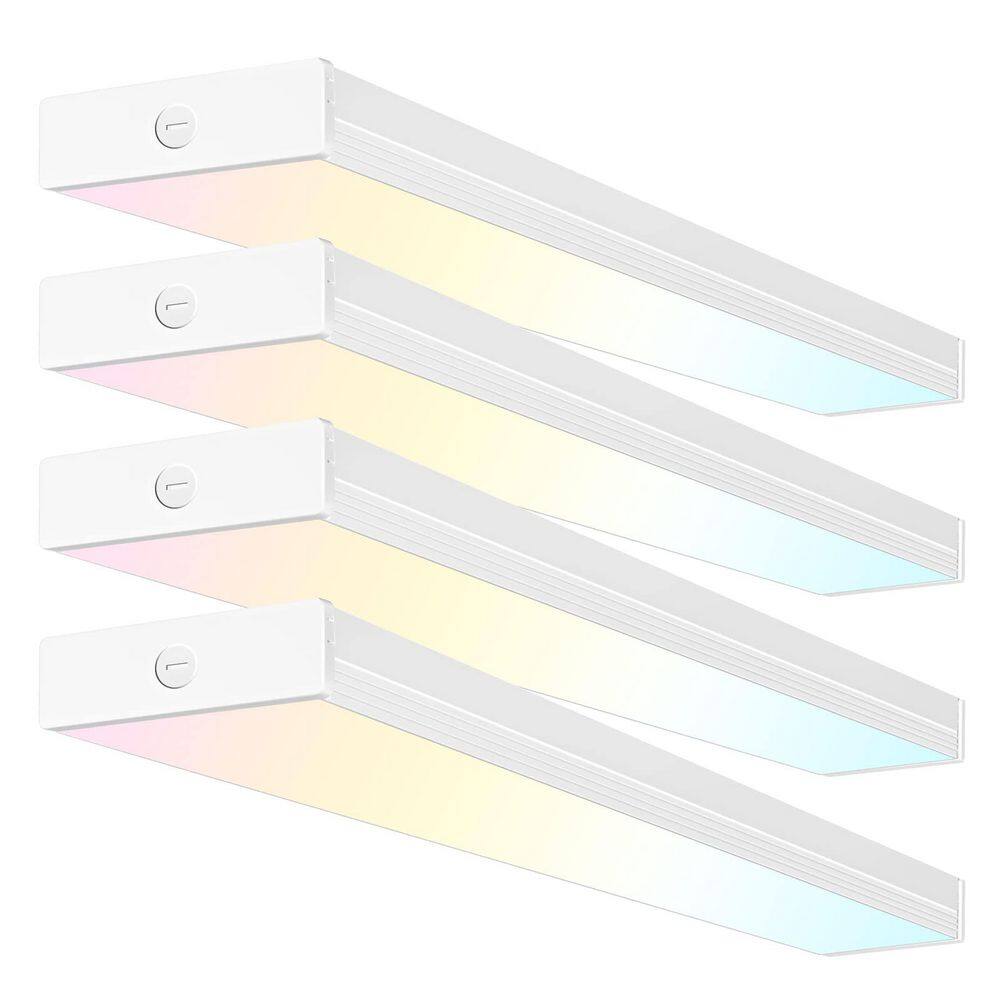 BIBIVIS 4 Pack 4 ft. 5500 Lumen 3 CCT LED Wraparound Light Shop Lights ...