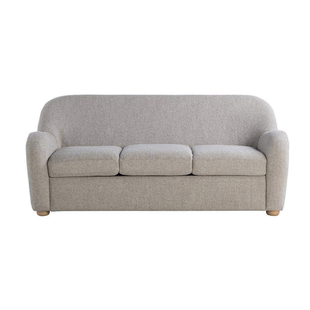 Gleason 76 in. Round Arm Polyester Rectangle Sofa in Pebble Grey ...
