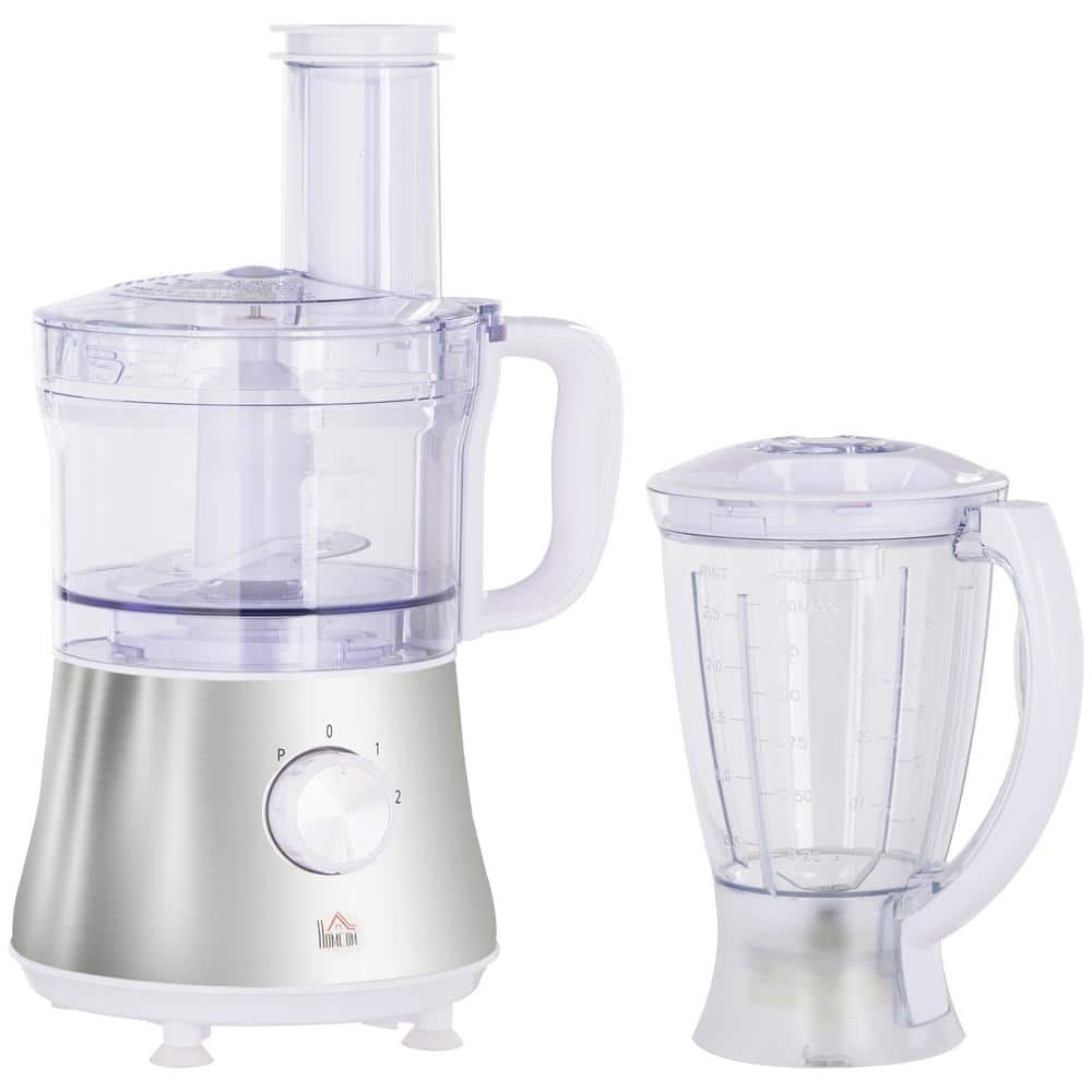 GQB 50 oz. 2-Speed Food Processor and Blender in White with 3 Blades ...