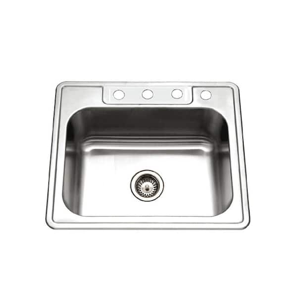 HOUZER Houzer Glowtone 25 in. Stainless Steel Topmount 4-hole Single ...