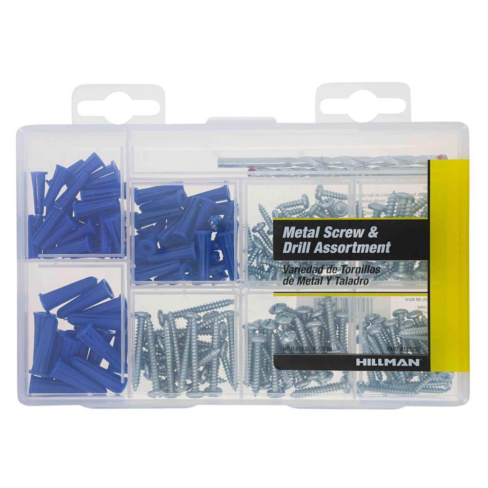 Hillman Plastic Anchors with Screws and Drill Bits Assorted Kit (213 ...