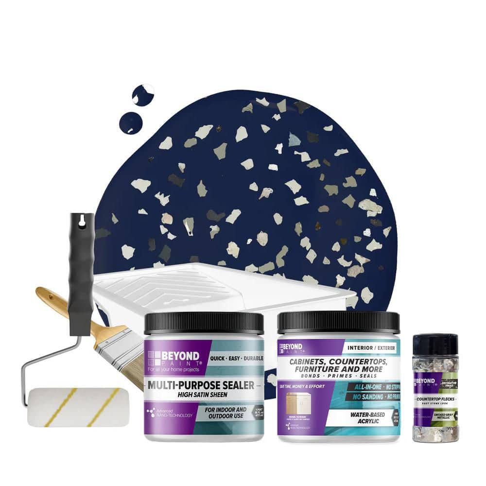 BEYOND PAINT BEYOND PAINT Navy Flat Countertop Kit with Smoked Gray ...