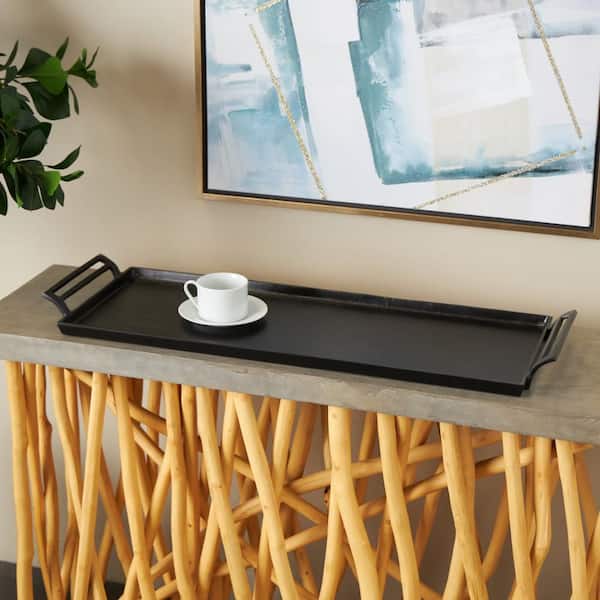 Litton Lane Black Aluminum Metal Decorative Tray with Handles 18009 ...