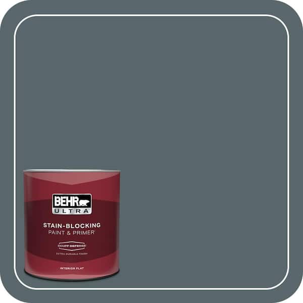 BEHR ULTRA 1 qt. #N470-6 Whale Gray Extra Durable Flat Interior Paint ...
