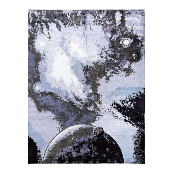 Chloe & Olivia Home Ikat Gray 9 x 12 Abstract Wool Indoor Area Rug ...