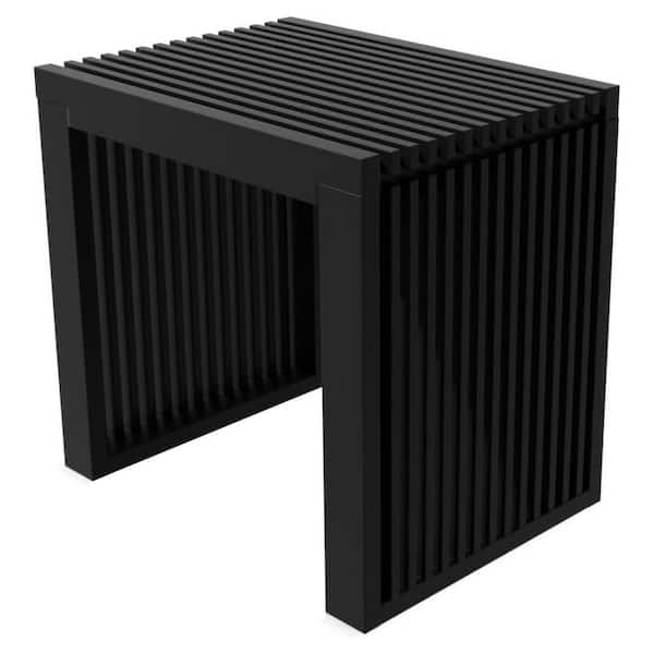 Phewnyzo Black Bamboo Wood Outdoor Entryway Dining Bench Small Shoe ...
