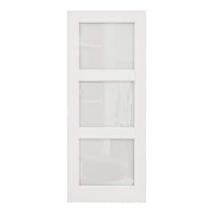 ARK DESIGN 30 in. x 80 in. 3-Lite Tempered Frosted Glass and Solid Core ...
