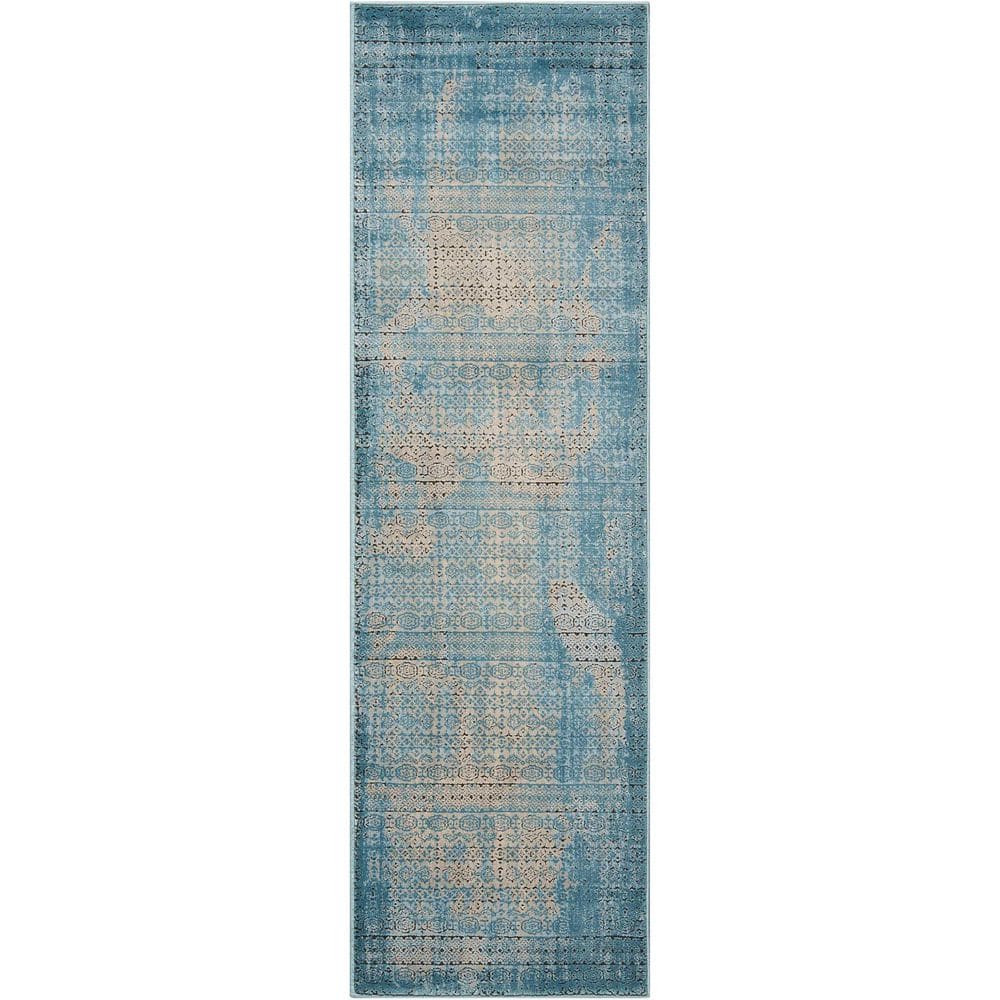 Nourison Karma Blue 2 ft. x 8 ft. Persian Vintage Kitchen Runner Area ...