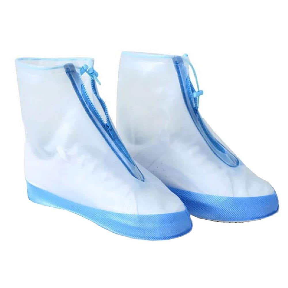 Wellco Size XL Blue And White PVC Waterproof Shoe Covers Reusable Shoe ...