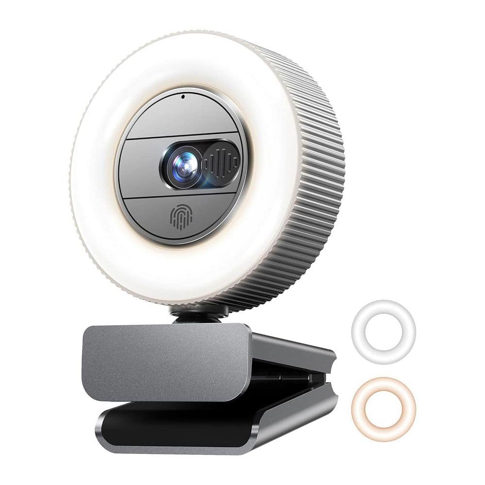 Vrbgify 2K Quad HD Webcam with Mic, Light and Privacy Cover-USB ...