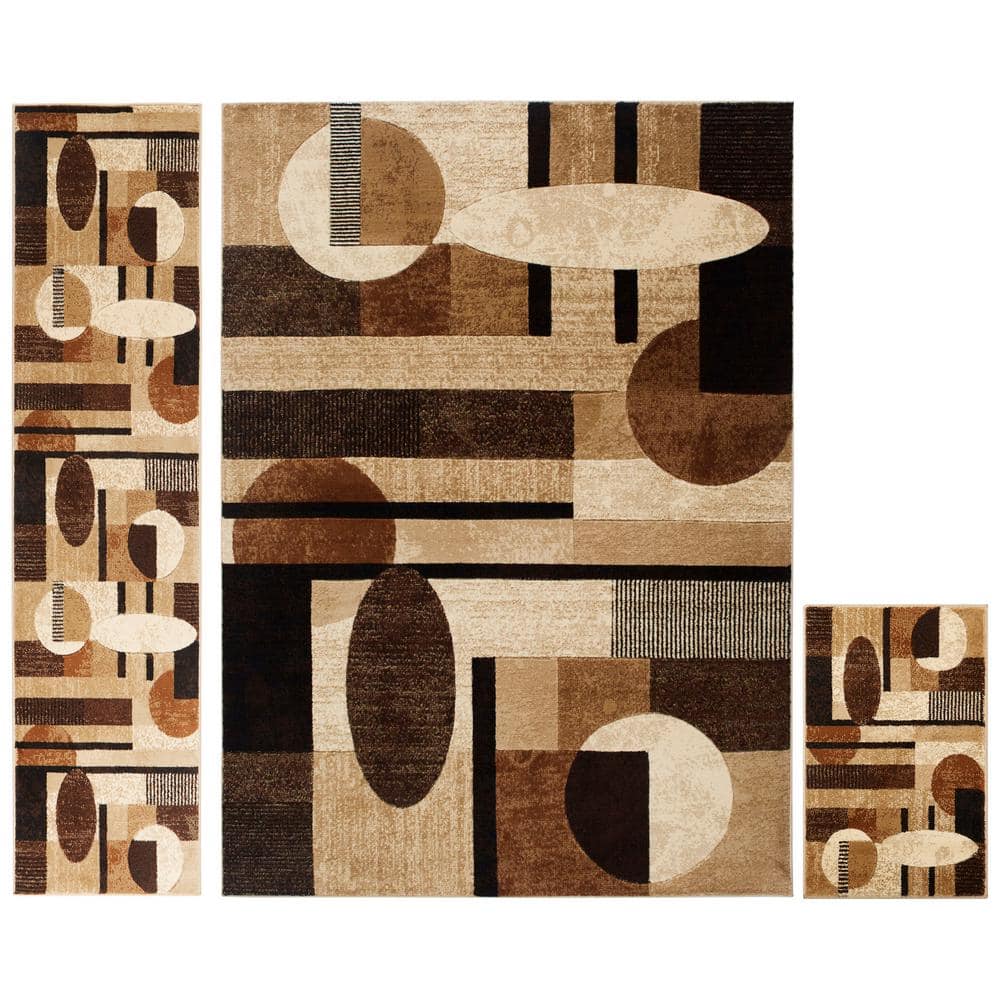 Home Dynamix Tribeca Jasmine Brown/Beige 5 ft. x 7 ft. Geometric 3 ...