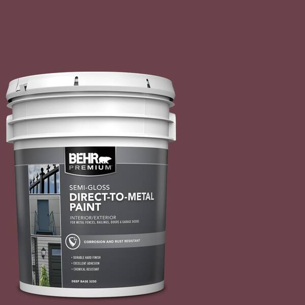 BEHR PREMIUM 5 gal. #110D-7 Vin Rouge Semi-Gloss Direct to Metal ...
