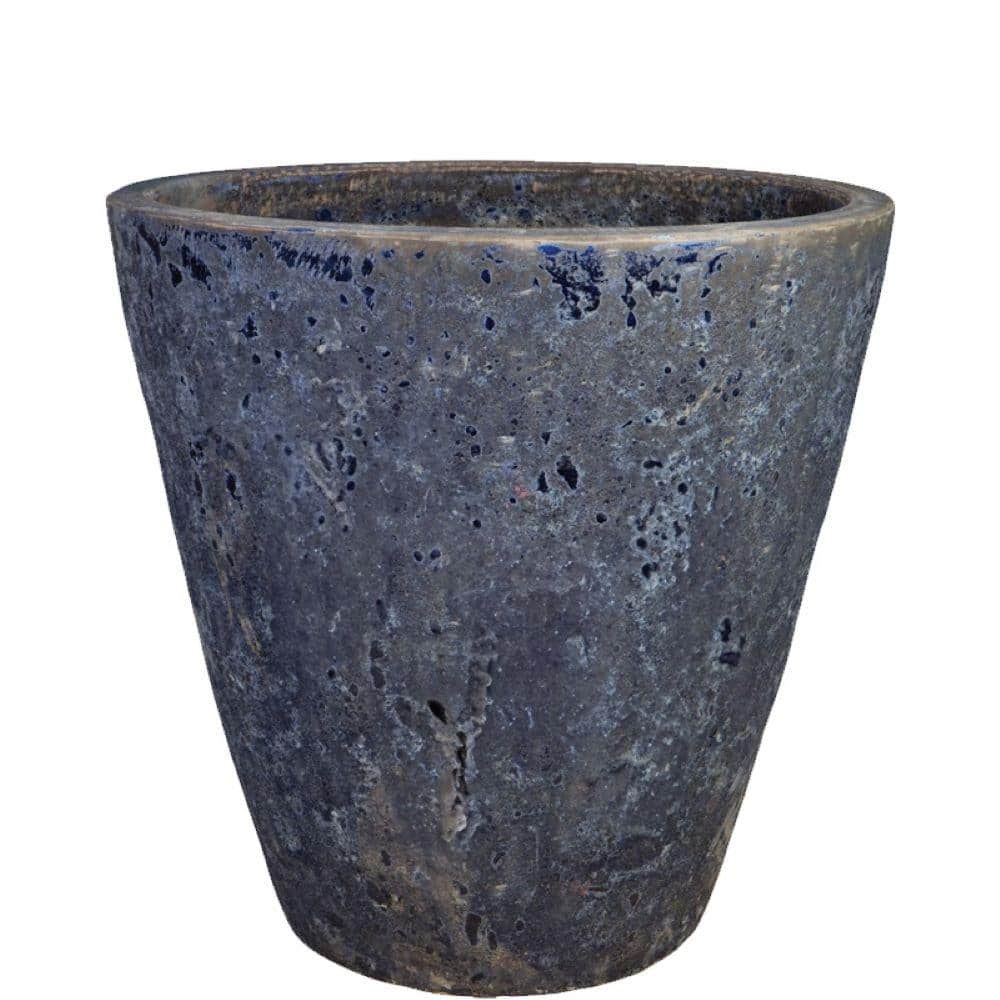 14 in. x 14 in. Ceramic Blue Lava Vaso Planter DG-19AA-BLV - The Home Depot