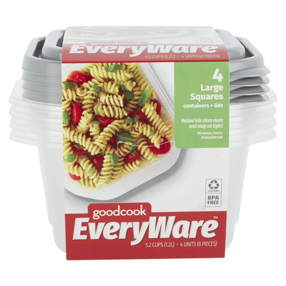 GoodCook EveryWare Large Square Container 4 pack, BPA Free 10859 - The ...