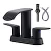 ARCORA 4 in. Centerset Double-Handle Waterfall Bathroom Sink Faucet Stainless Steel with Pop Up ...